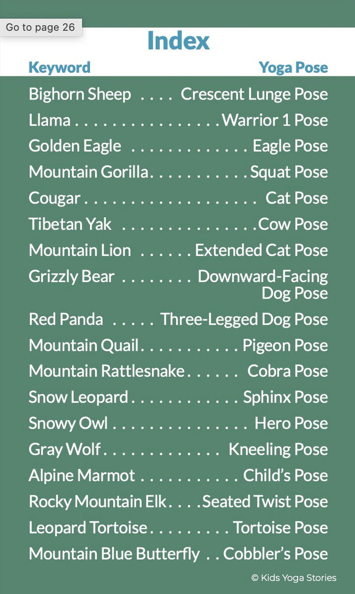 Mountain Animals Yoga Cards for Kids – Kids Yoga Stories