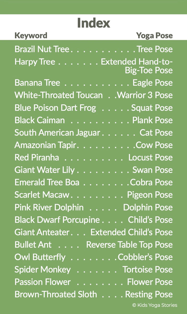 Amazon Rainforest Yoga Cards for Kids – Kids Yoga Stories